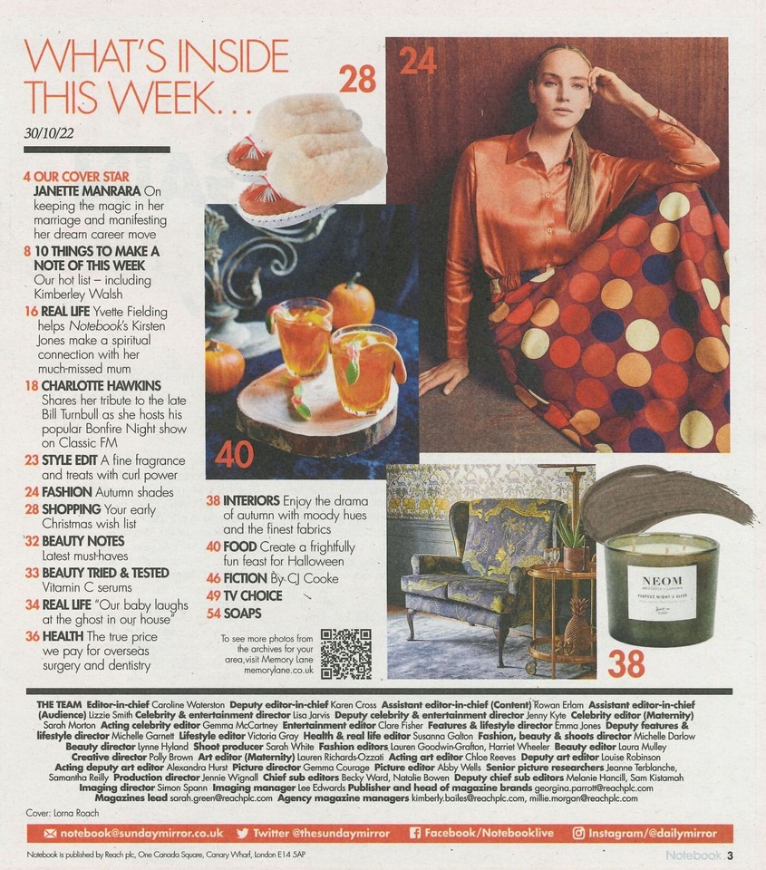 UK Sunday Mirror Notebook Magazine: Janette Manrara, Charlotte Hawkins ...