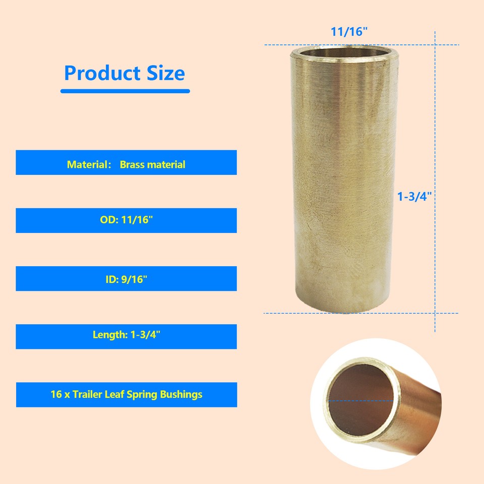 8 X Trailer Leaf Spring Bushing Kit Shackle Bushings Bronze Axle ...