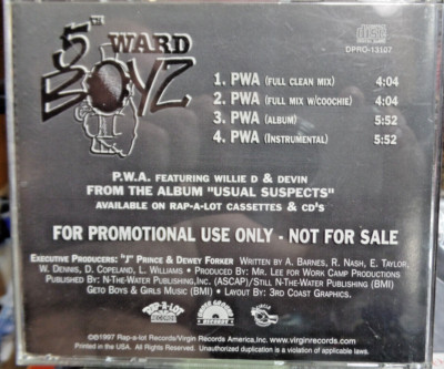 5th Ward Boyz – P.W.A. 4 Track 1997 Promo CD DPRO-13107 Remixes ...