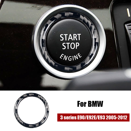 Black Carbon Fiber Car Start Stop Button Frame Trim Sticker For BMW E92 ...