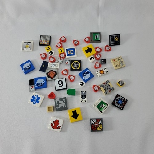 LEGO Minifigure Accessory Lot : 20 Square 1x1 Printed Plates Tiles ...