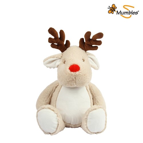 Mumbles Cream Colour Reindeer Soft Plush Panel Zippie - Fabric Contract ...