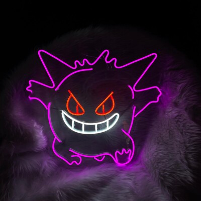 Gengar Neon Sign, Gengar Anime Bedroom Wall Decor, Pokemon Neon Sign ...