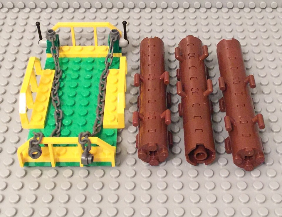 Lego 3 City Logging Trunk Tree With Train Wagon End Plate Rack Holder ...