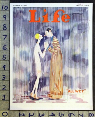 1925 ROMANCE LOVE RAIN FLAPPER CARTOON COMIC JOHN HELD JR LIFE ART ...
