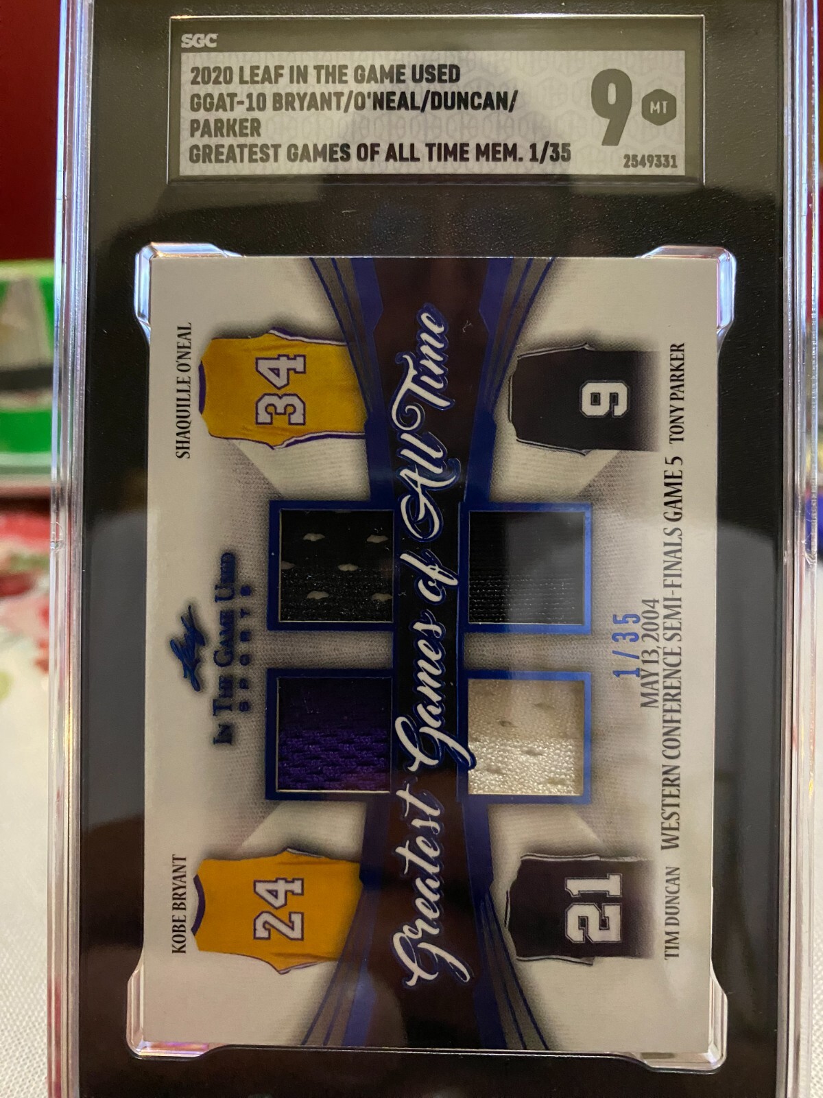 2020 leaf in the game used ggat-10 bryant/o'neal/duncan/parker greatest ...