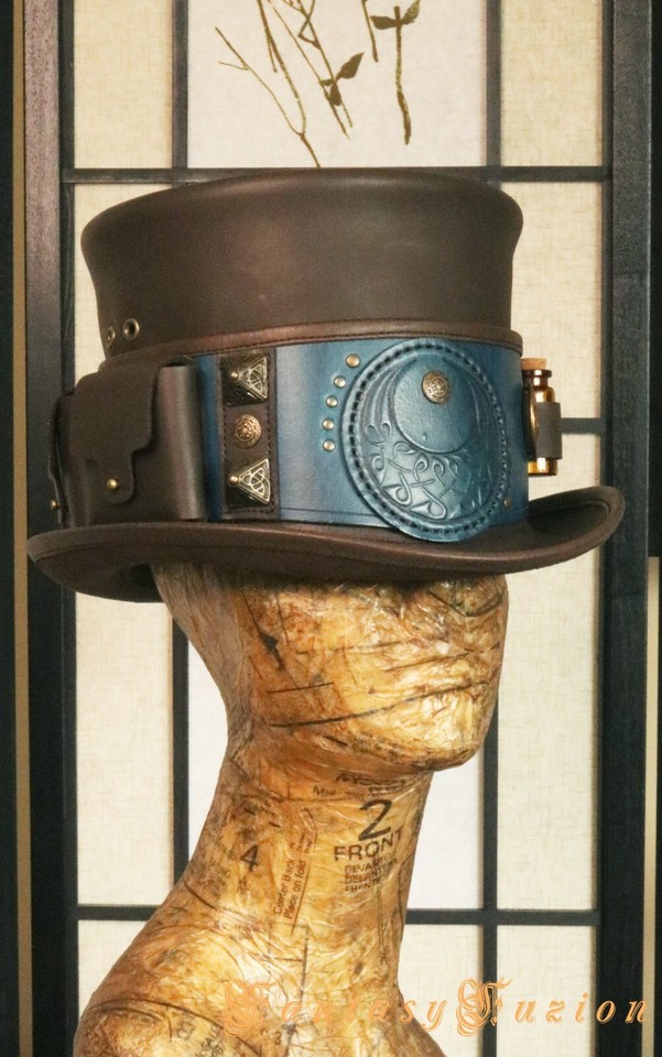 Witch Leather Top Hat Pockets Alchemist Glass Vials Sorcerer Wizard ...