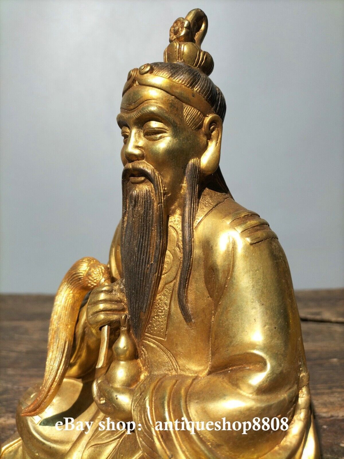 10" Tibet Buddhism Bronze Gilt Taoism Taishang Laojun Immortal God ...