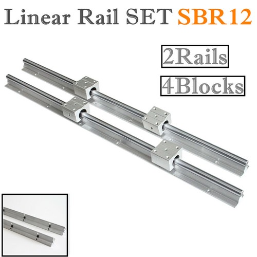 SBR12-1000mm 2pcs LINEAR RAIL GUIDE + 4pcs SBR12UU BLOCK BEARING FOR ...