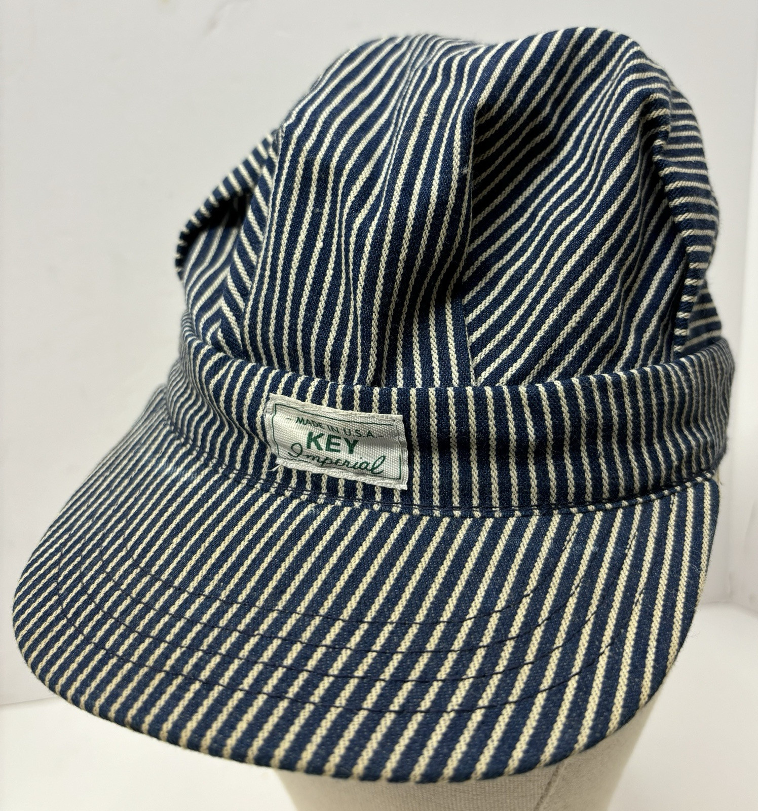 Vintage Key Imperial Railroad Conductor Striped Hat C… - Gem