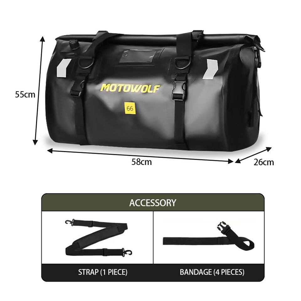 66L Motorcycle Waterproof Tail Bags Multi-functional Durable Rear Moto ...