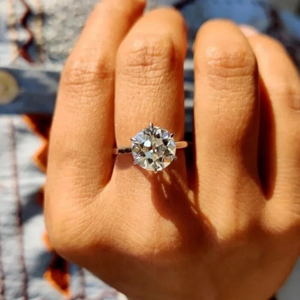 3Ct Round Cut Solitaire Lab Created Diamond 14K White Gold FN ...