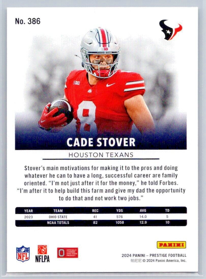 2024 Prestige Football - Cade Stover - Houston Texans - RC - #386 | eBay