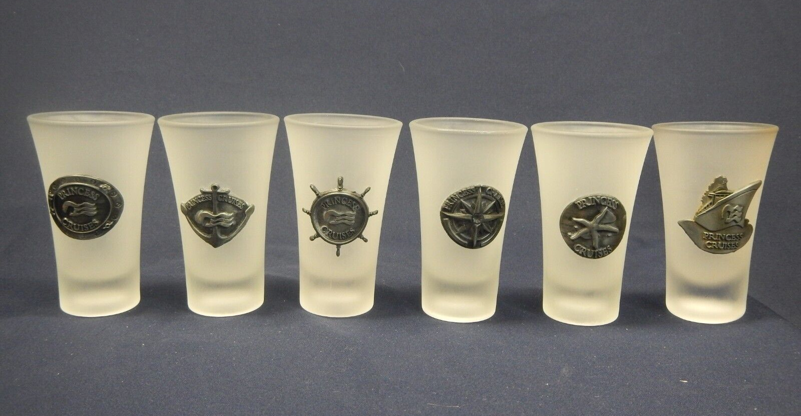 Princess Cruises Frosted Shot Glasses 3.5" COMPLETE SET OF 6! | eBay