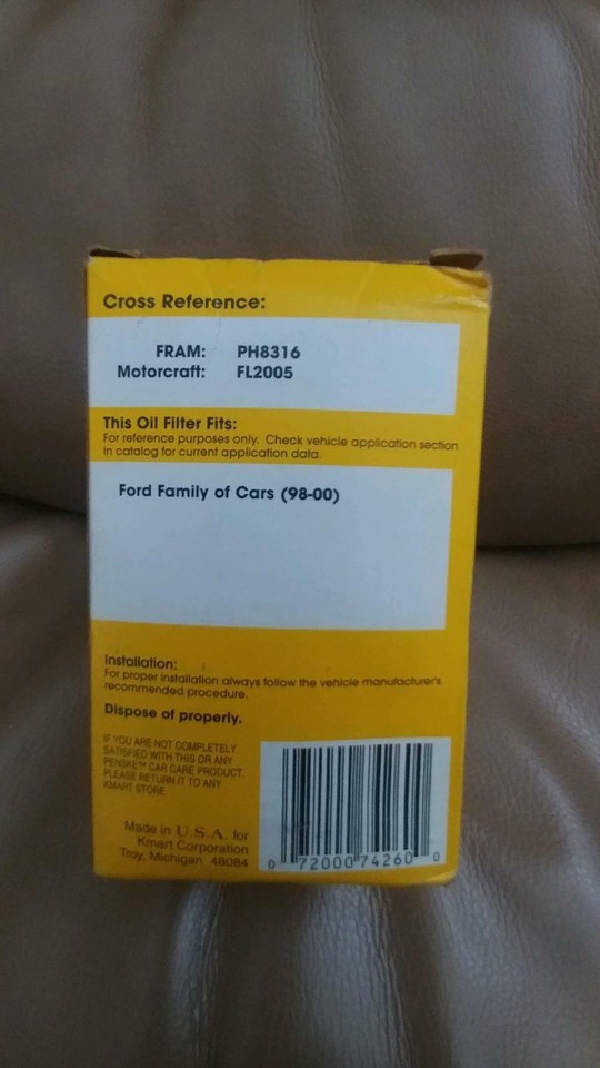 Penske PN8316 Oil Filter Replaces Fram PH8316 Motorcraft FL2005 Ford 98 ...