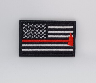 Tactical Thin Red Line Firefighter Axe American Flag Patch Hook And ...