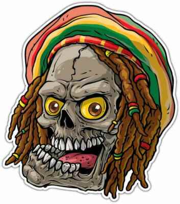 Rasta Skull Reggae Bob Marley Weed Car Bumper Vinyl Sticker Decal 4"X5 ...