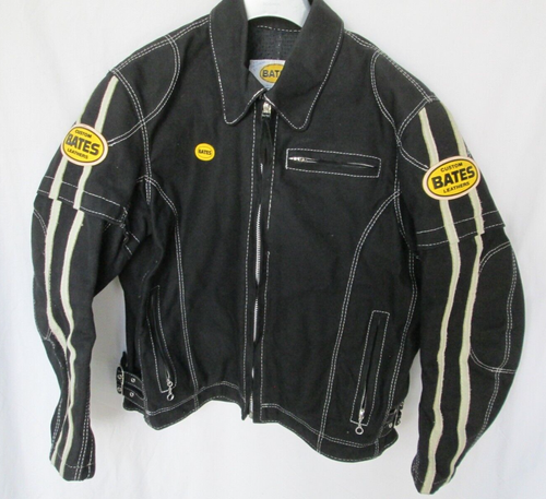 BATES California Black Cotton Canvas Vented/Padded Motorcycle Jacket ...