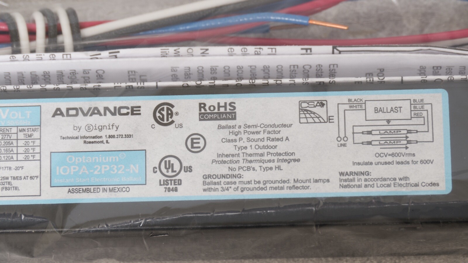 Philips ADVANCE IOPA-2P32-N T8 4 ft Instant Start Electronic ...