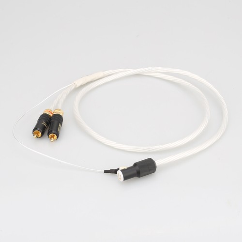 Silver Plated Wire 5Pin DIN to 2 RCA Tonarm Cable Phono Turntables ...