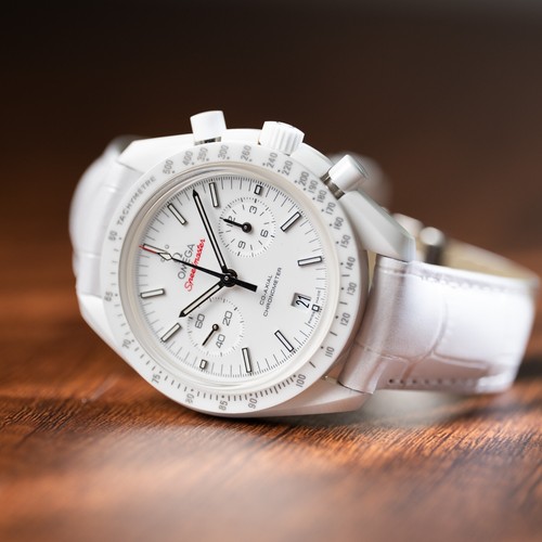 OMEGA Speedmaster White Side of the Moon Ceramic on Leather Strap | eBay