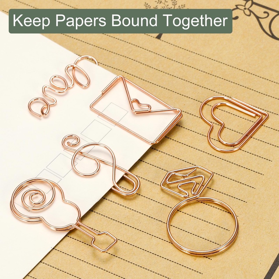 20 Pcs Paper Clip, Heart Shape | Keep Desk Neat(Rose Gold, 1-Inch ...
