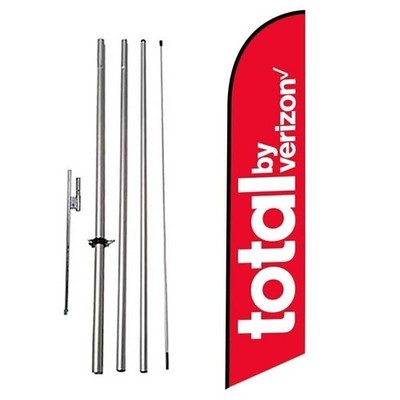 Total By Verizon Advertising Feather Banner Swooper Flag with Complete Pole... | eBay