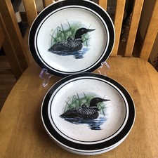 Loon Lake Folkcraft Stoneware Dinner Plates by Scotty Z Set of 4 for ...