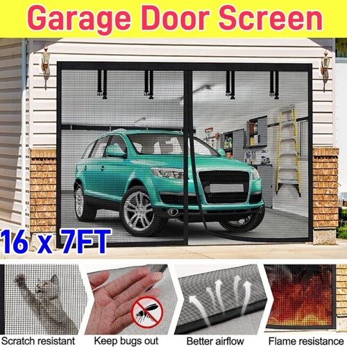 Magnetic Garage Door Screen 16 x 7ft for 2 Cars Heavy-Duty Garage Net ...