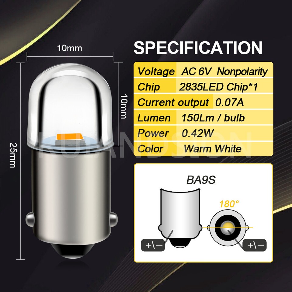 4PCS 6V 12V BA9S T4W LED Indicator Dash Dome Light Side Parking Bulb ...