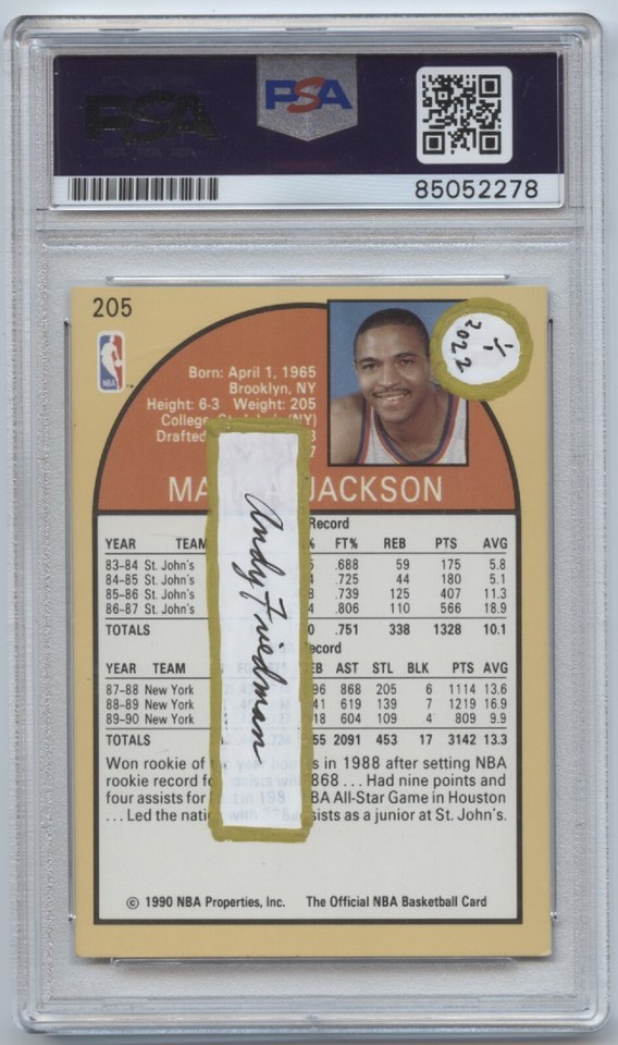 1/1 MARK JACKSON MENENDEZ BROTHERS ANDY FRIEDMAN AUTO 1990-91 HOOPS ...