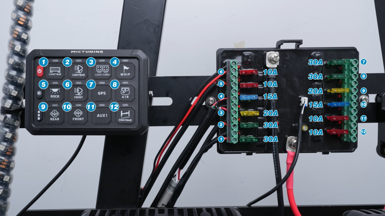 P1s RGB 12 Gang Switch Panel LED Lights Electronic Relay System 12/24v ...