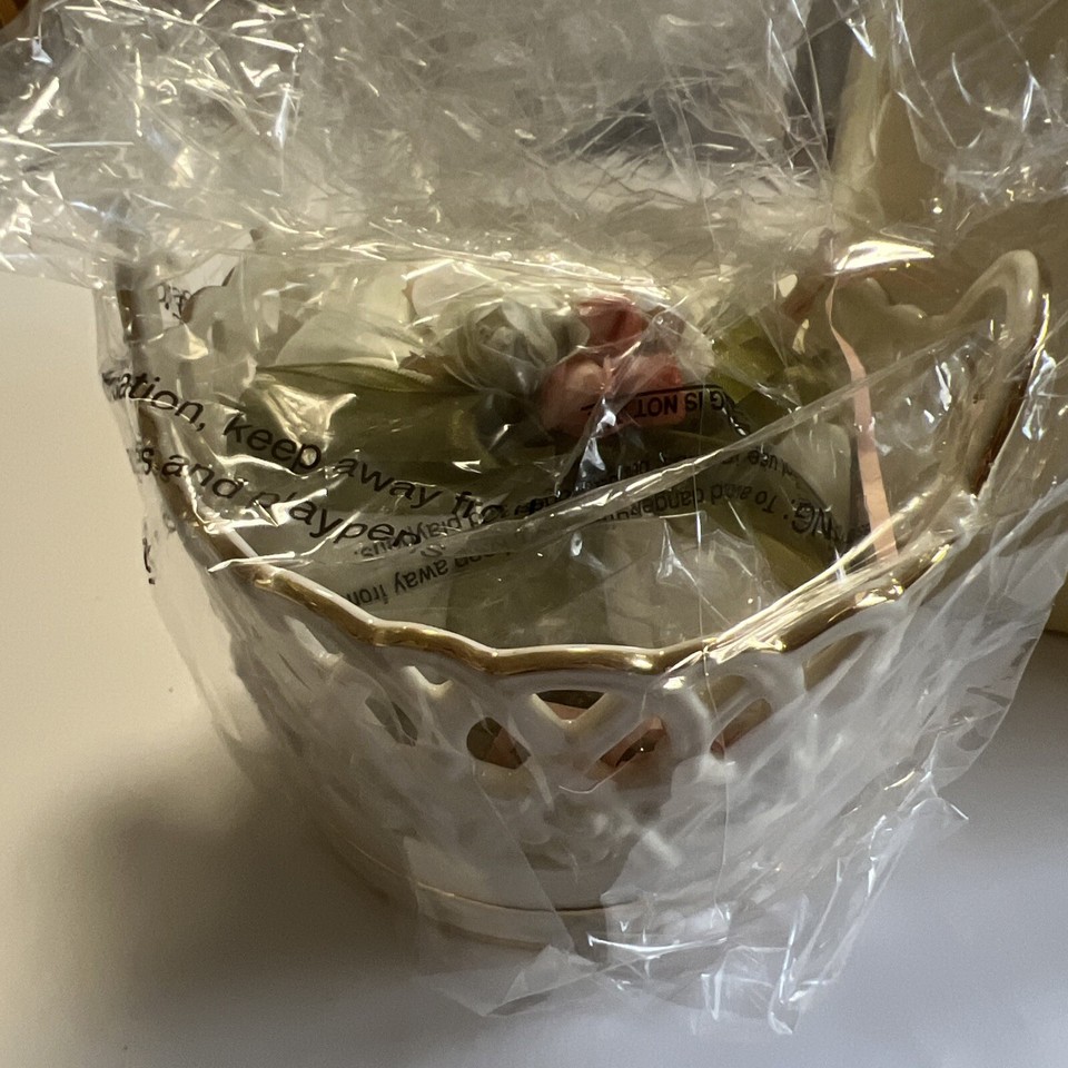 Classic LENOX Large Basket with Sachet New Off White Gold Trim | eBay