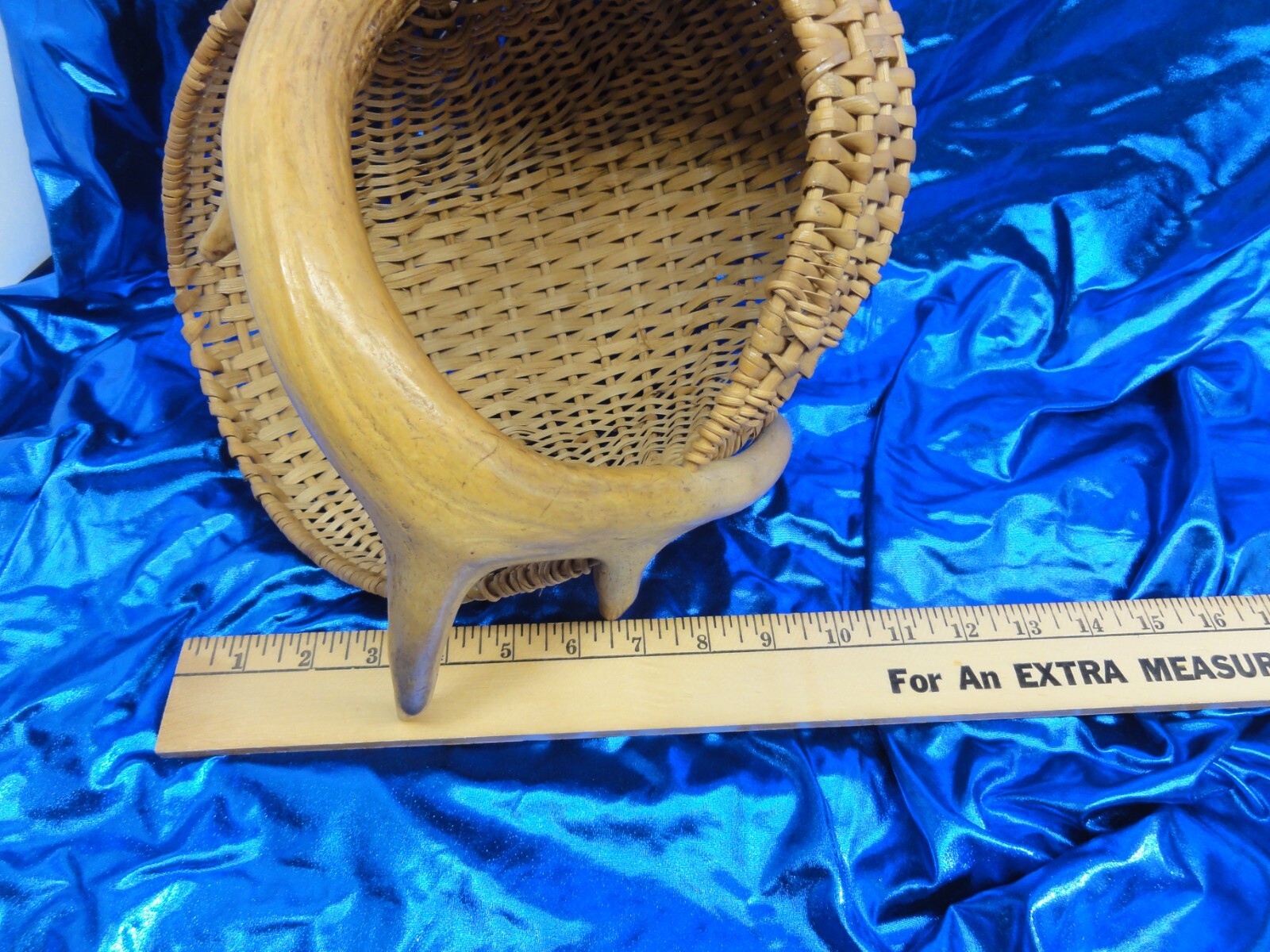 Handmade Deer Antler and Wicker Basket by Nancy Hoffman Large Size | eBay