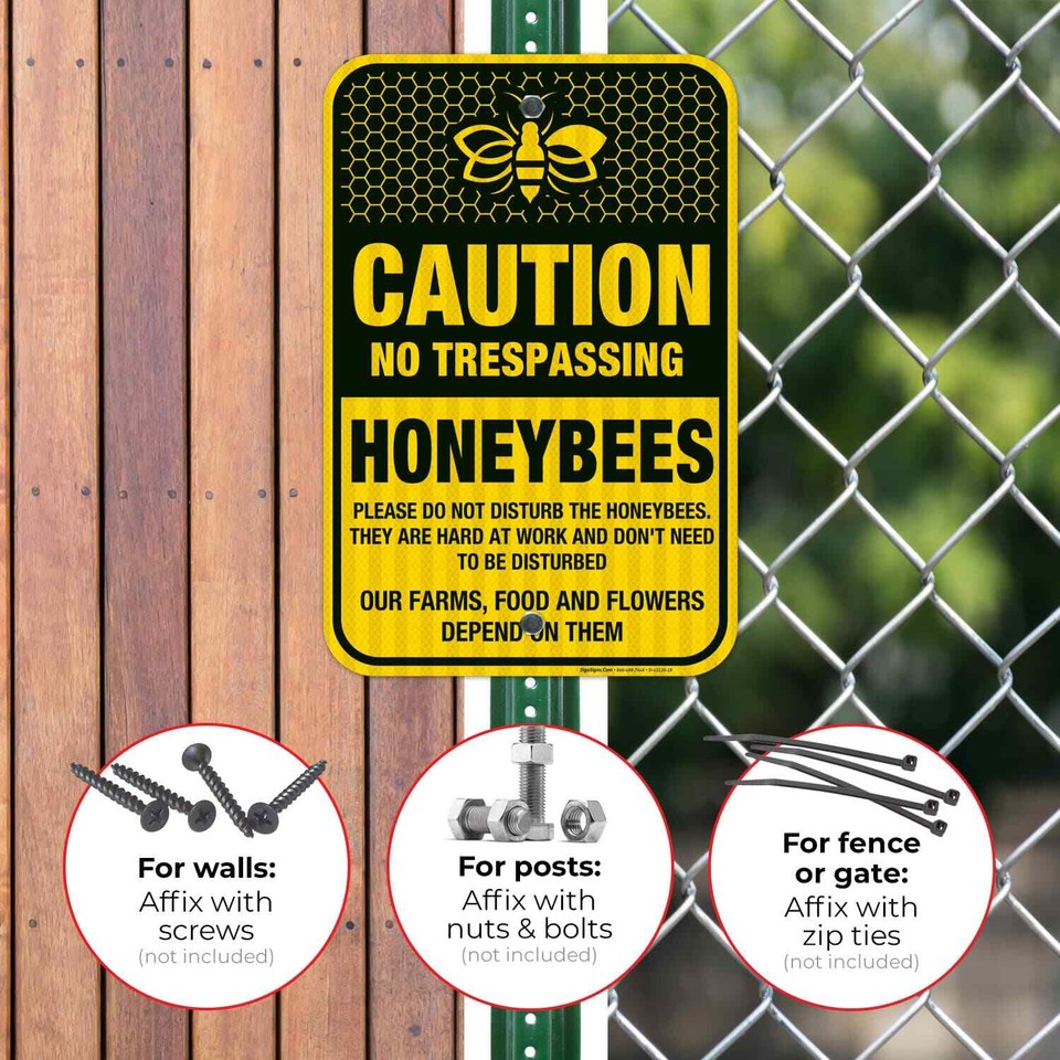 Bee Sign, Caution No Trespassing Honeybees at Work Sign, | eBay