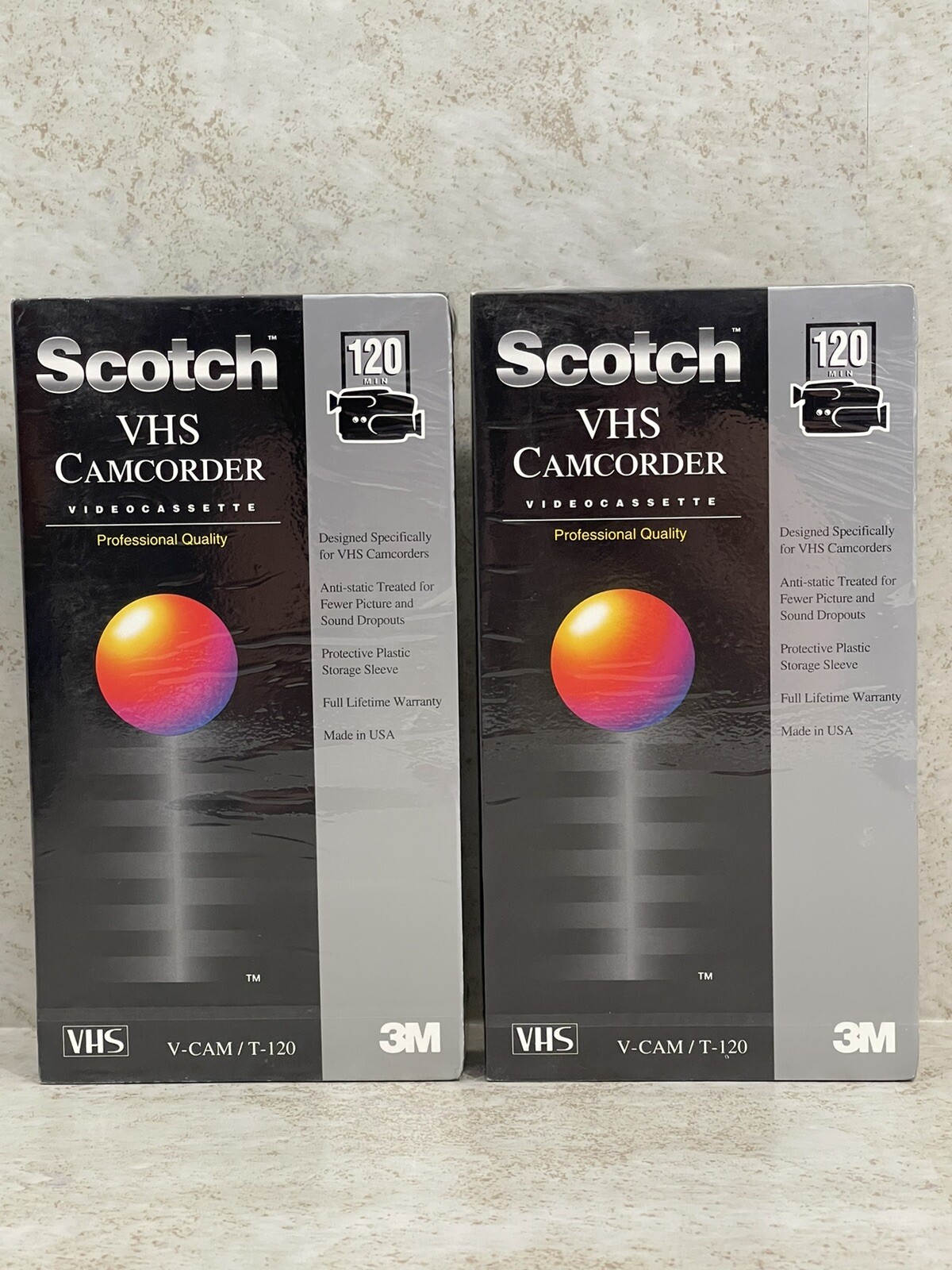 Scotch 3M VHS Camcorder T-120 Blank Tapes Lot of 2 New Sealed | eBay