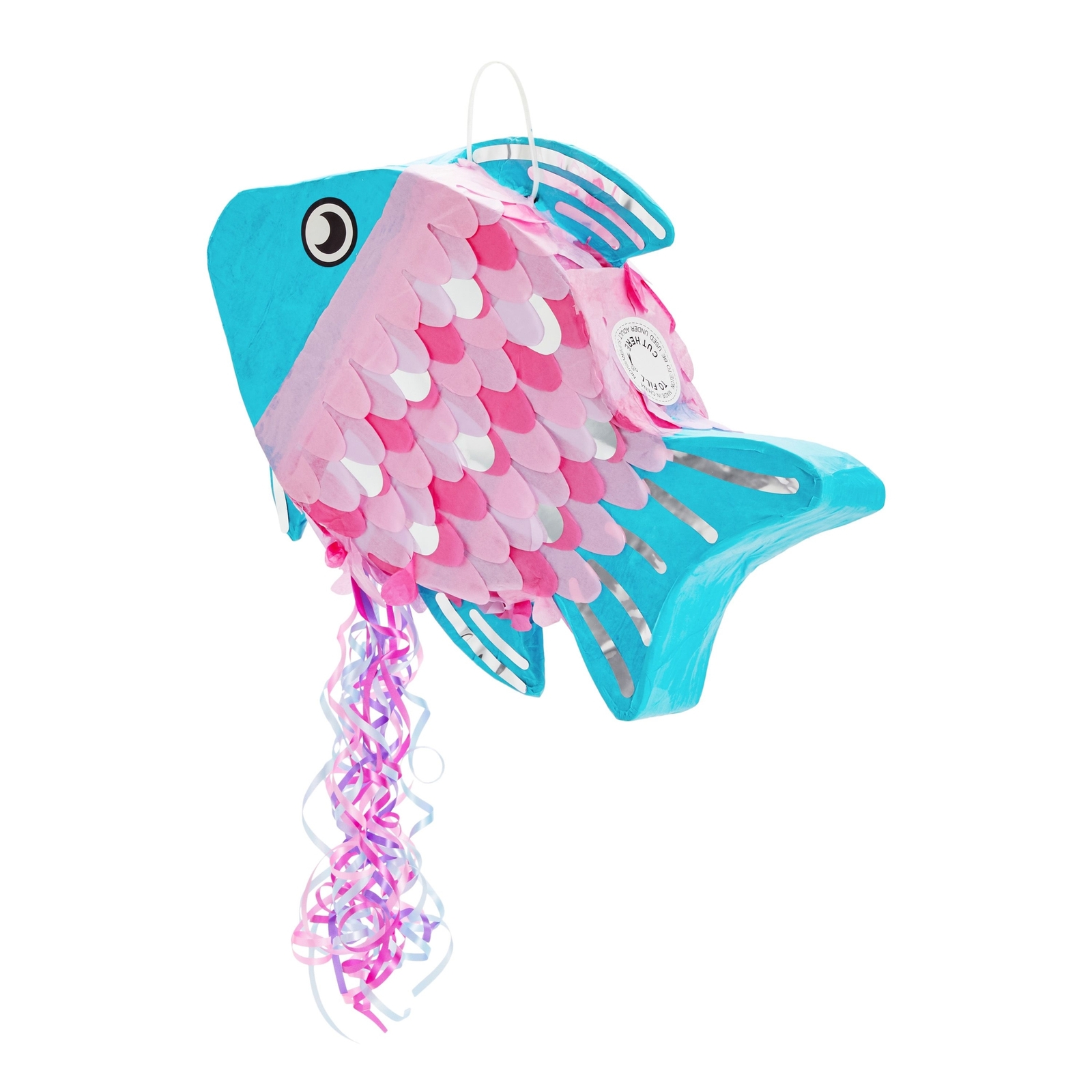 Pull String Fish Pinata for Ocean Birthday, Mermaid Party Decorations ...