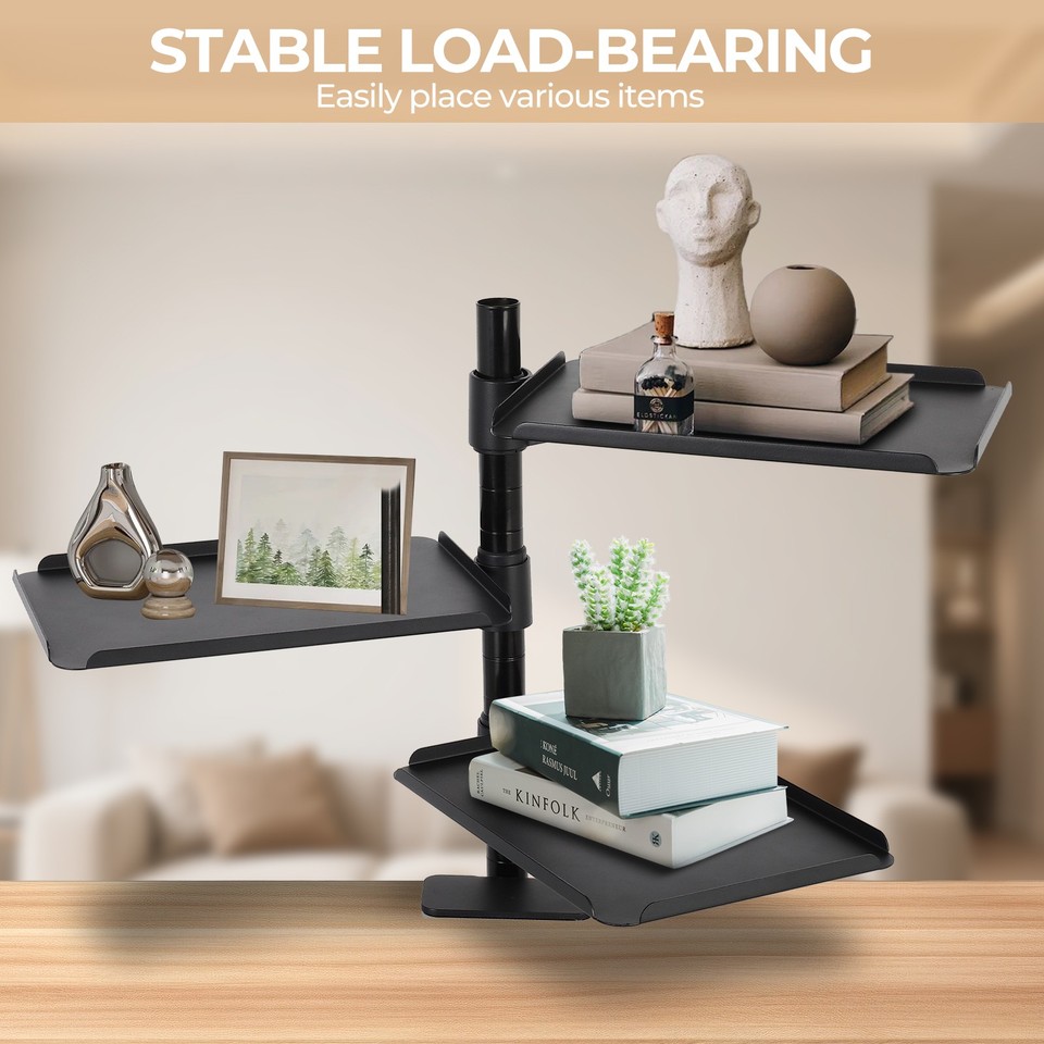 3-Tier Clamp on Desk Shelf，Multifunctional Desk Clamp Shelf，Metal Desk ...