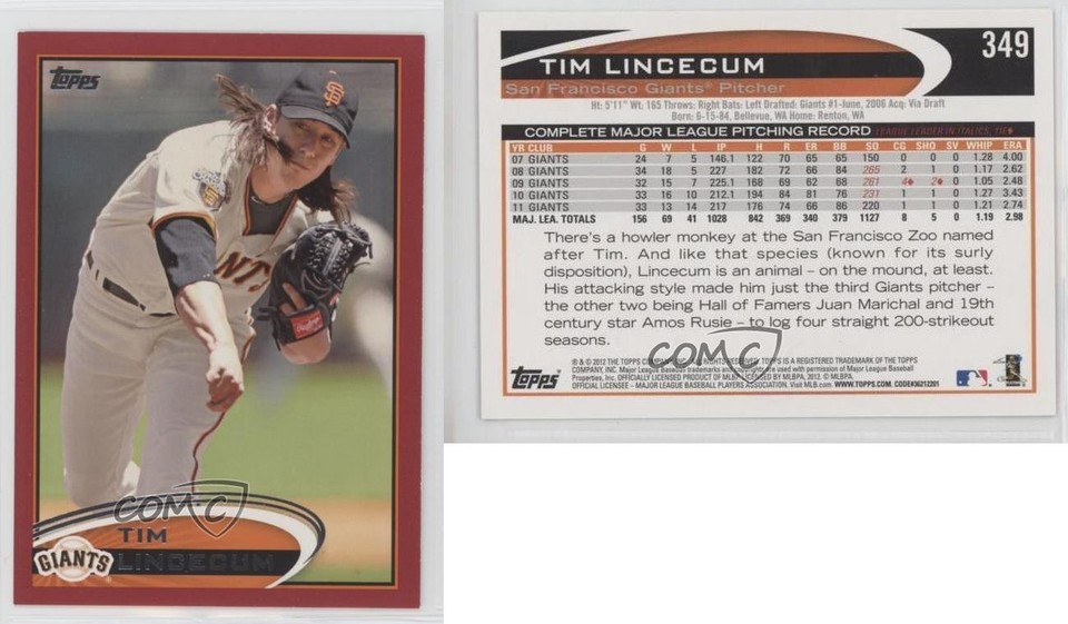 2012 Topps Target Red Border Tim Lincecum #349 0b0 | eBay UK