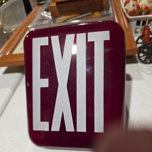 VINTAGE Exit Glass Sign Ruby Red (Wedge) Triangular Globe | eBay