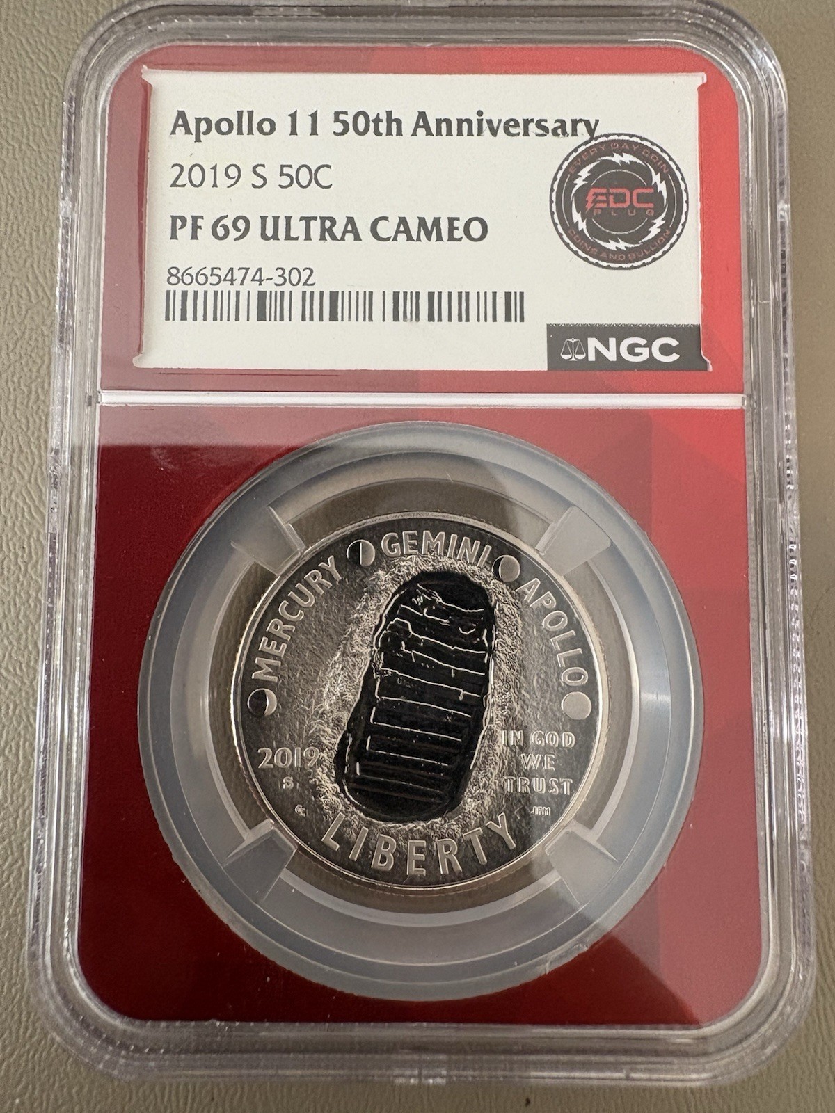 2019-S Apollo 11 50th Anniversary Half Dollar NGC PF69 Ultra Cameo Red ...