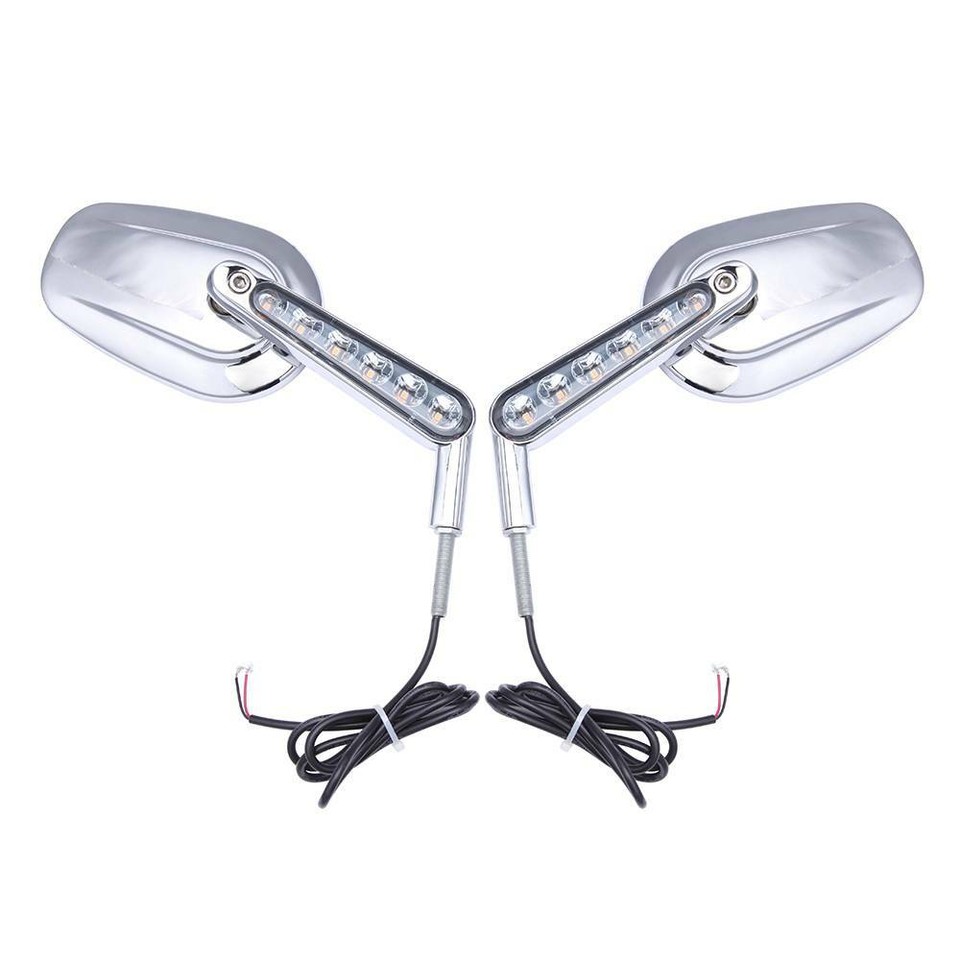 Chrome Muscle Rearview Side Mirrors LED Turn Signals For Harley VROD V ...