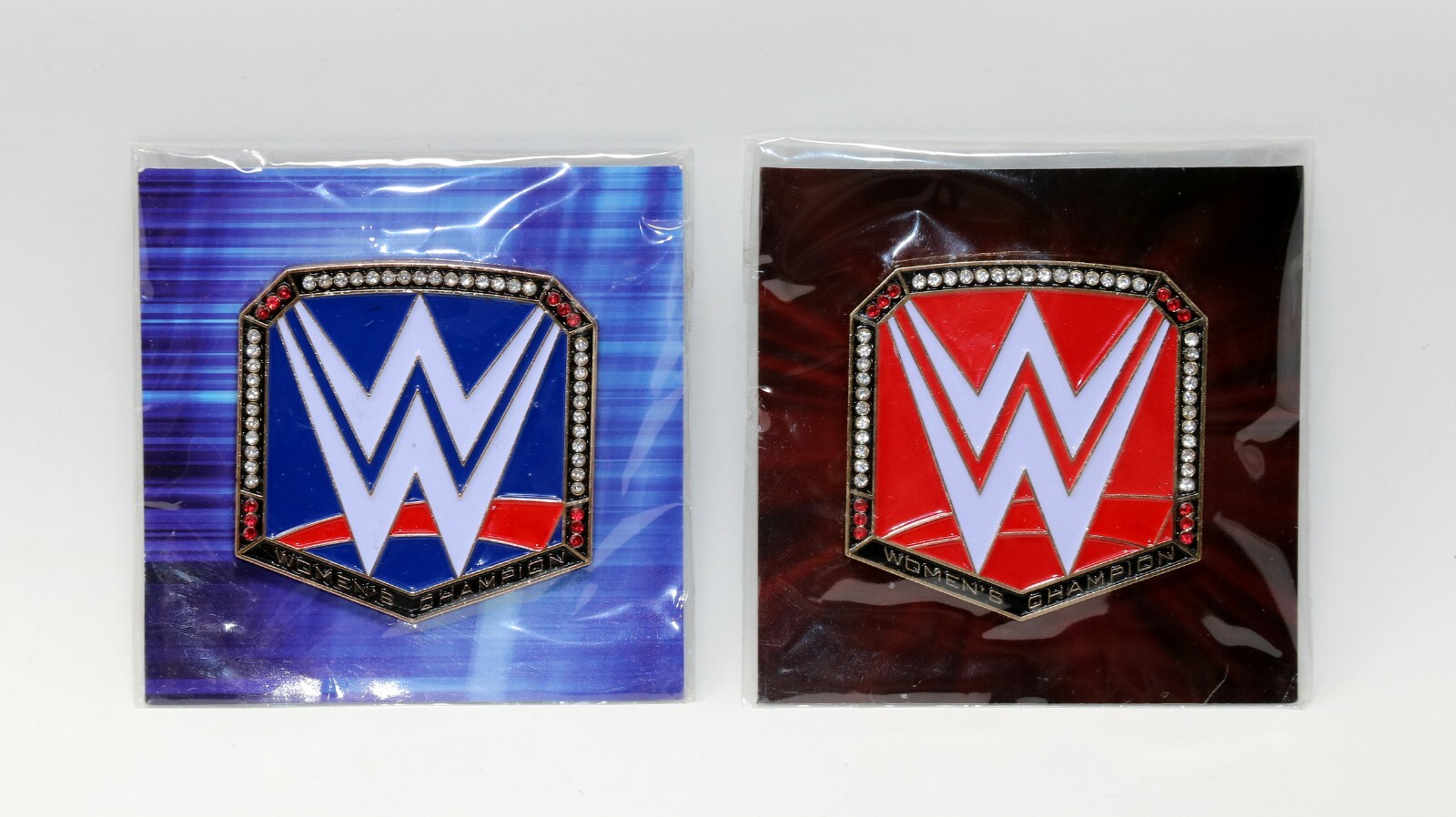Lot of 2 WWE Women's Raw RED & Smackdown BLUE Championship Pins Loot ...