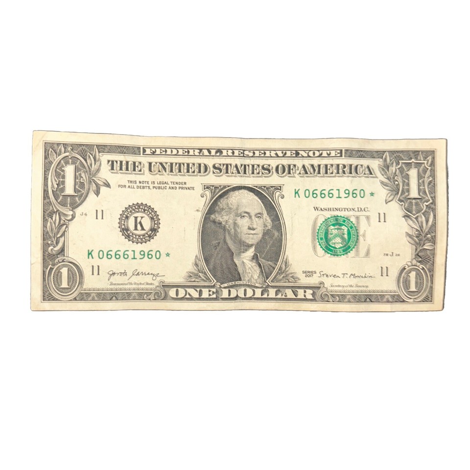 2017 $1 ONE DOLLAR STAR NOTE BILL With Serial Numbers: L06661960* | eBay