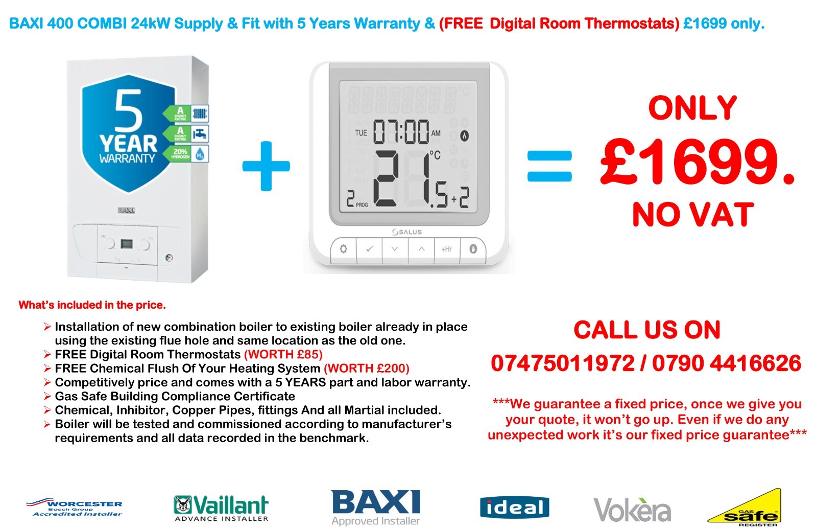 BAXI 600 Combi 24 / 30 KW BOILER INSTALLATION Supply & Fit With FREE ...