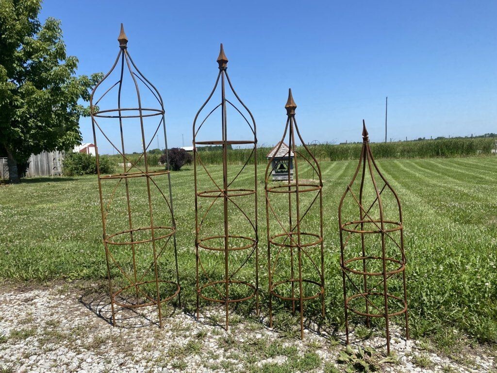 40" Rose Plant Support Garden Trellis Topiary, Round Wrought Iron ...