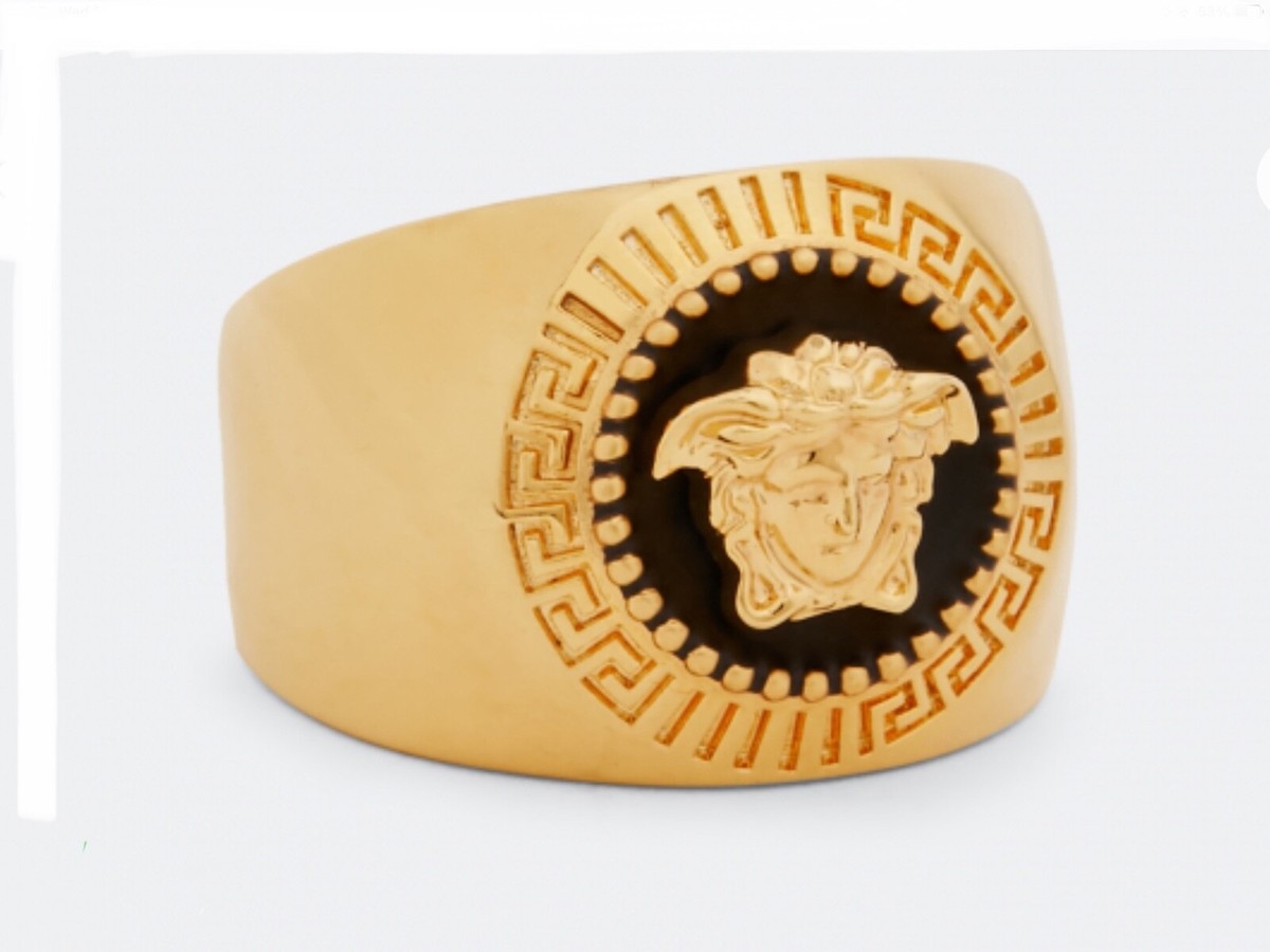 Versace Medusa Ring Versace La Medusa Ring Gold Base Metal UK J | Luxe