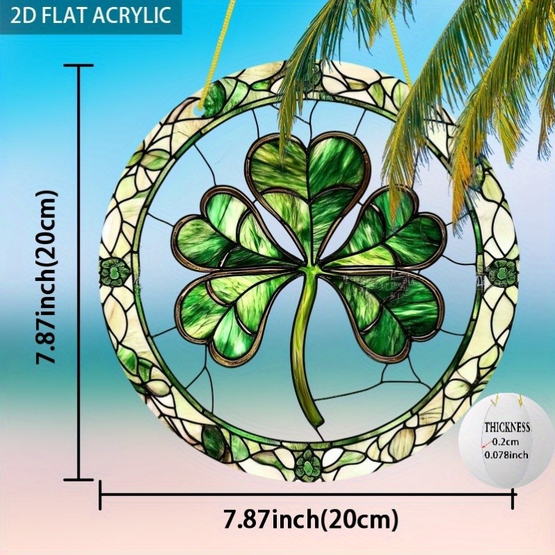 St. Patrick's Day Lucky Four-Leaf Clover Acrylic Window Hanging 2D Home ...