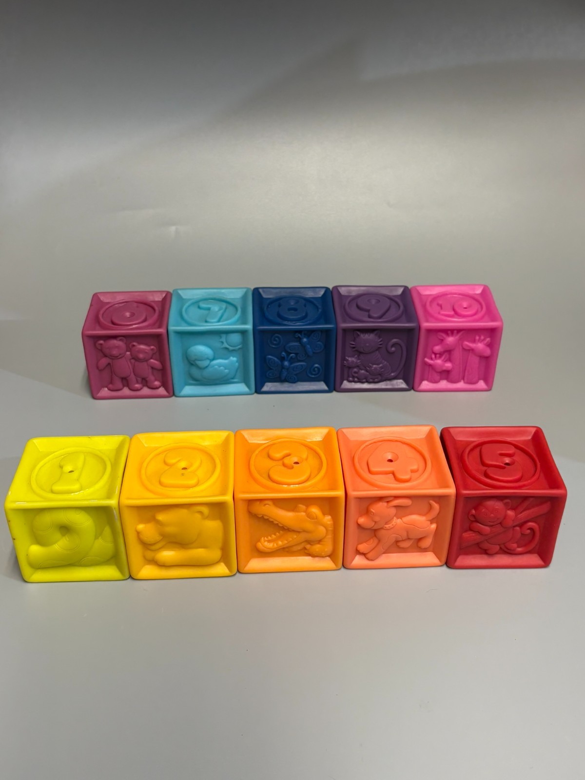 B. Toys Baby Blocks One Two Squeeze Soft Building Blocks for Toddlers ...