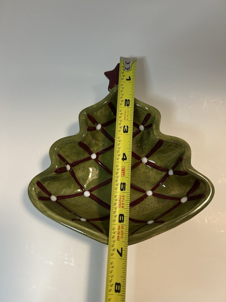 Pottery Barn Seasons Greetings Christmas Tree Candy Nut Dish Small Tree ...